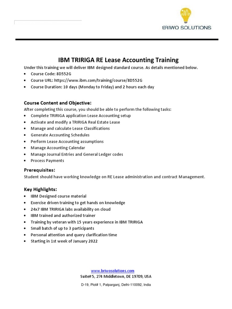 IBM TRIRIGA RE Lease Accounting Training | PDF