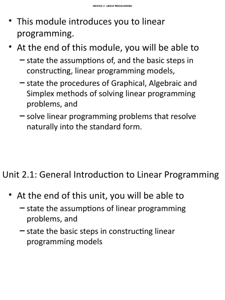 Cosc309 - Video Clip 03 - Linear Programming-1 | PDF