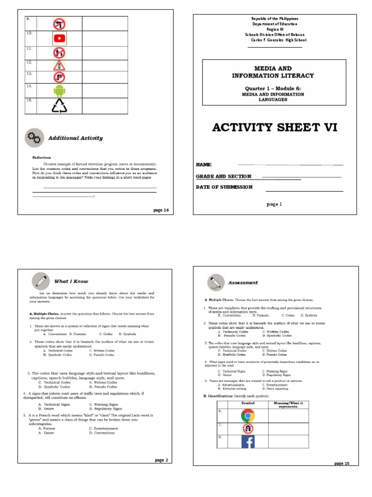 Mil Activity Sheet 6 | PDF | Wellness
