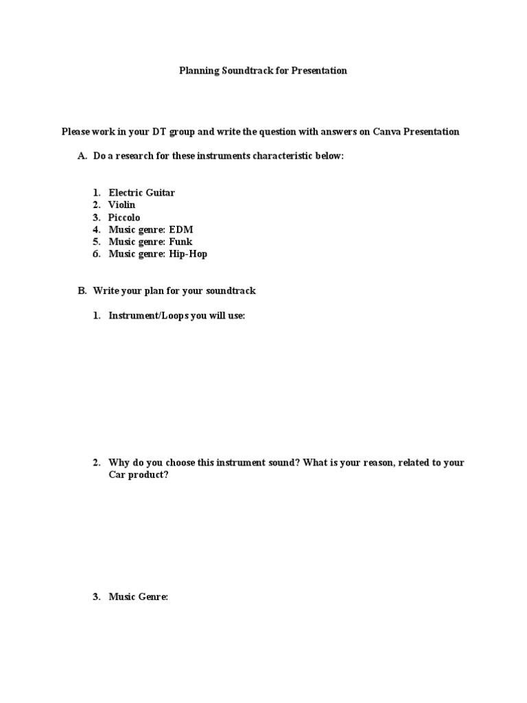 Planning Soundtrack For Presentation | PDF