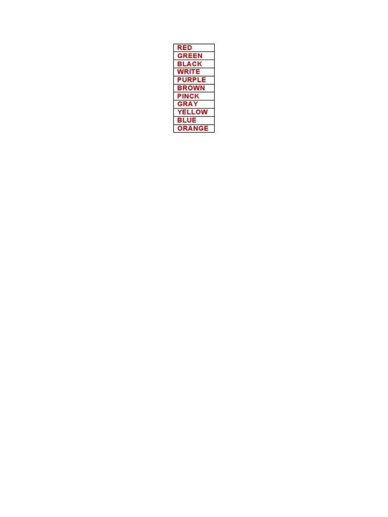 RED Green Black Write Purple Brown Pinck Gray Yellow Blue Orange | PDF
