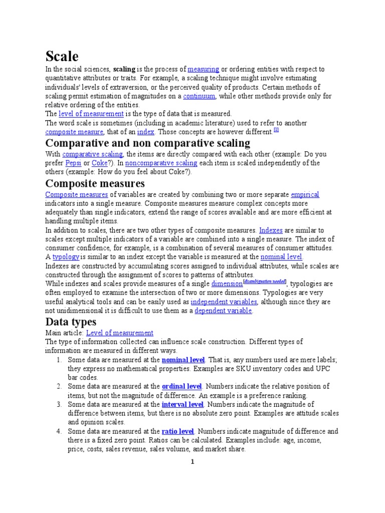 Scale: Comparative and Non Comparative Scaling Composite Measures | PDF ...