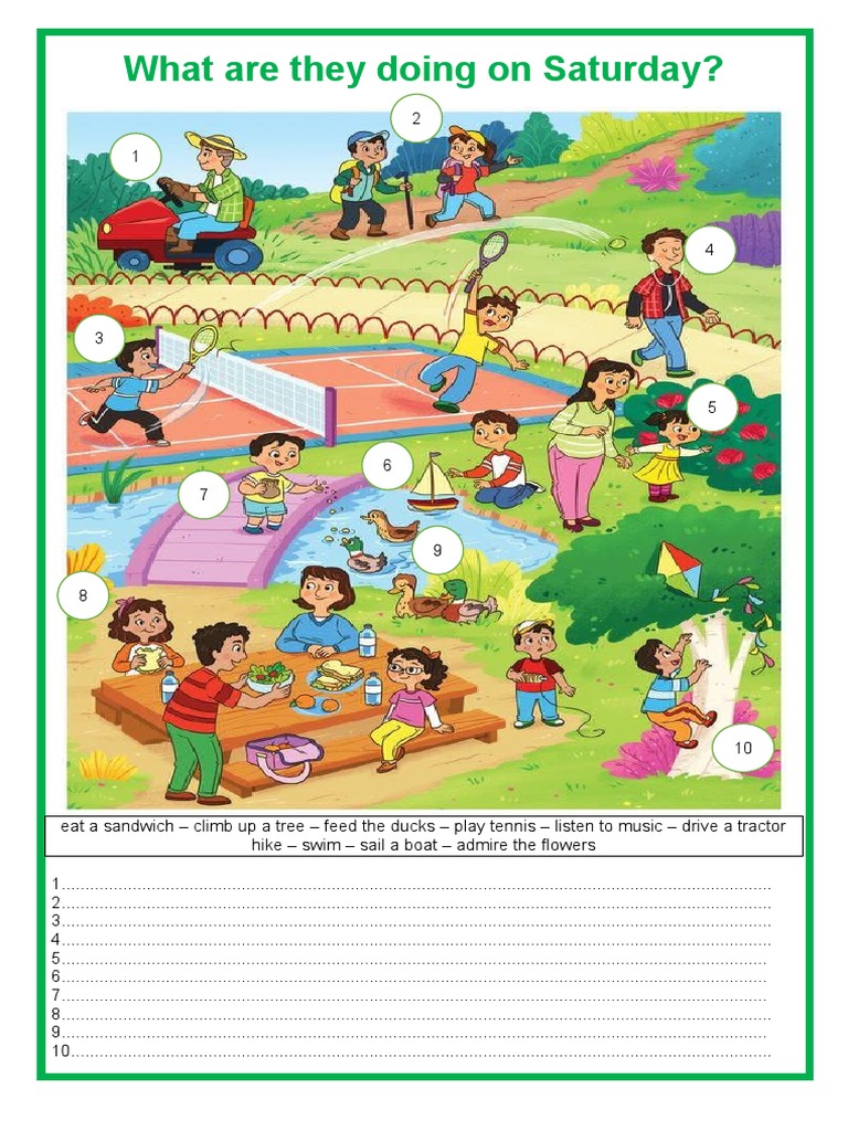 Present Continuous What Are They Doing On Saturday Grammar Drills ...