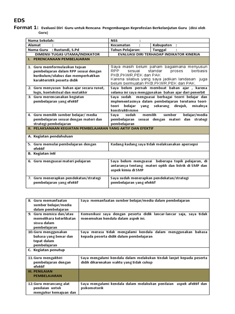 01 Contoh Pengisian Ev Diri | PDF | Karier & Perkembangan | Seni