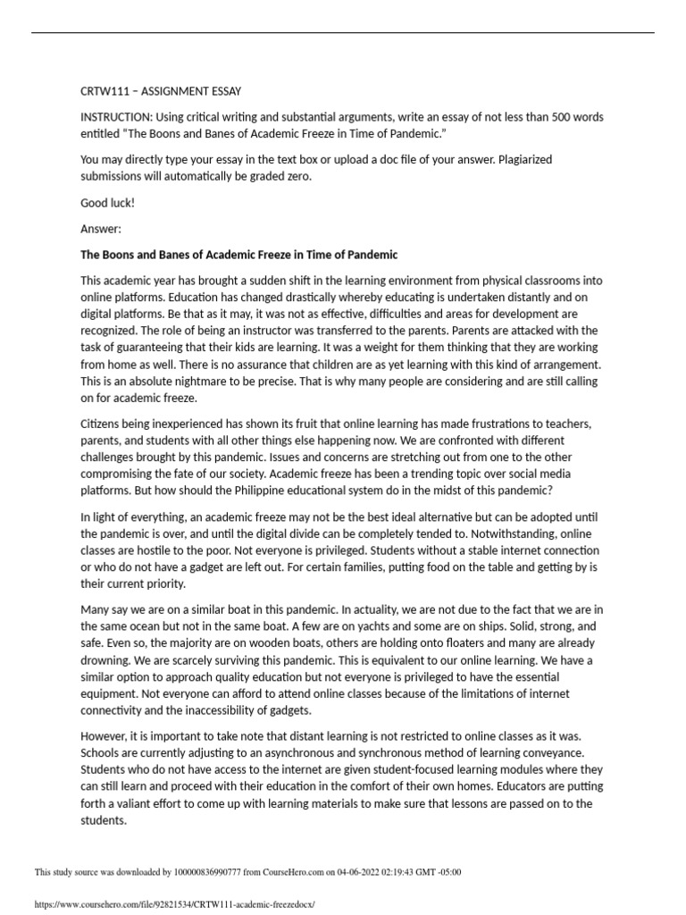 Boons and Banes of Academic Freeze | PDF | Educational Technology ...