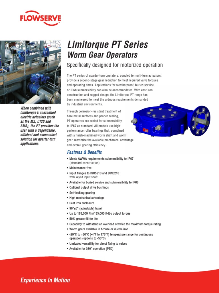 Limitorque PT Series: Worm Gear Operators | PDF | Mechanical ...