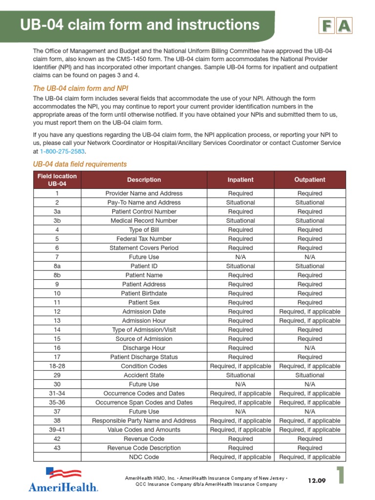 Ub04 Form | PDF | Patient | Health Care