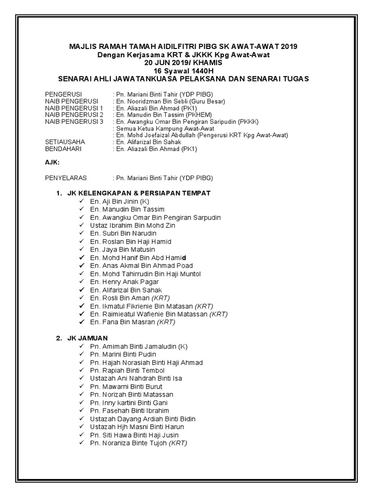 Ajk Program Ramah Tamah Aidilfitri 2019 | PDF