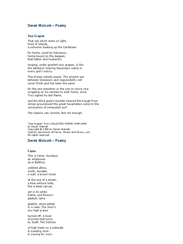 Derek Walcott Poetry