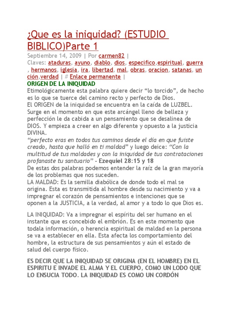 Que Es La Iniquidad | PDF | Pecado | Diablo