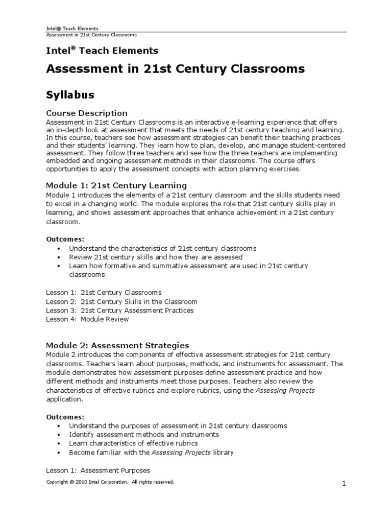Elements Assessment Syllabus | PDF | Educational Assessment ...