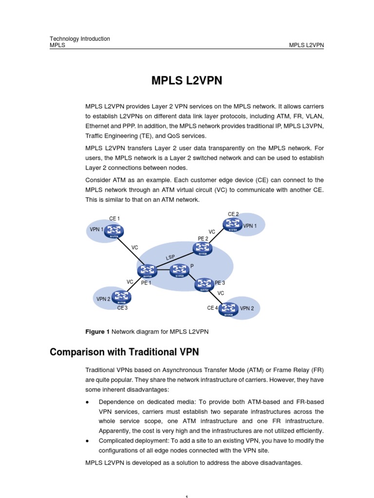 Mpls L2Vpn: Comparison With Traditional VPN | PDF | Multiprotocol Label Switching | Networking
