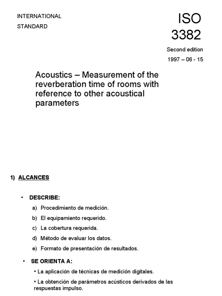 ISO 3382 Resumen | PDF | Micrófono | Metrología