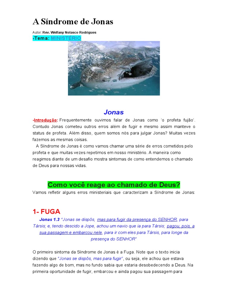 Síndrome de Jonas: Erros Ministeriais | PDF | Jonas | Amor