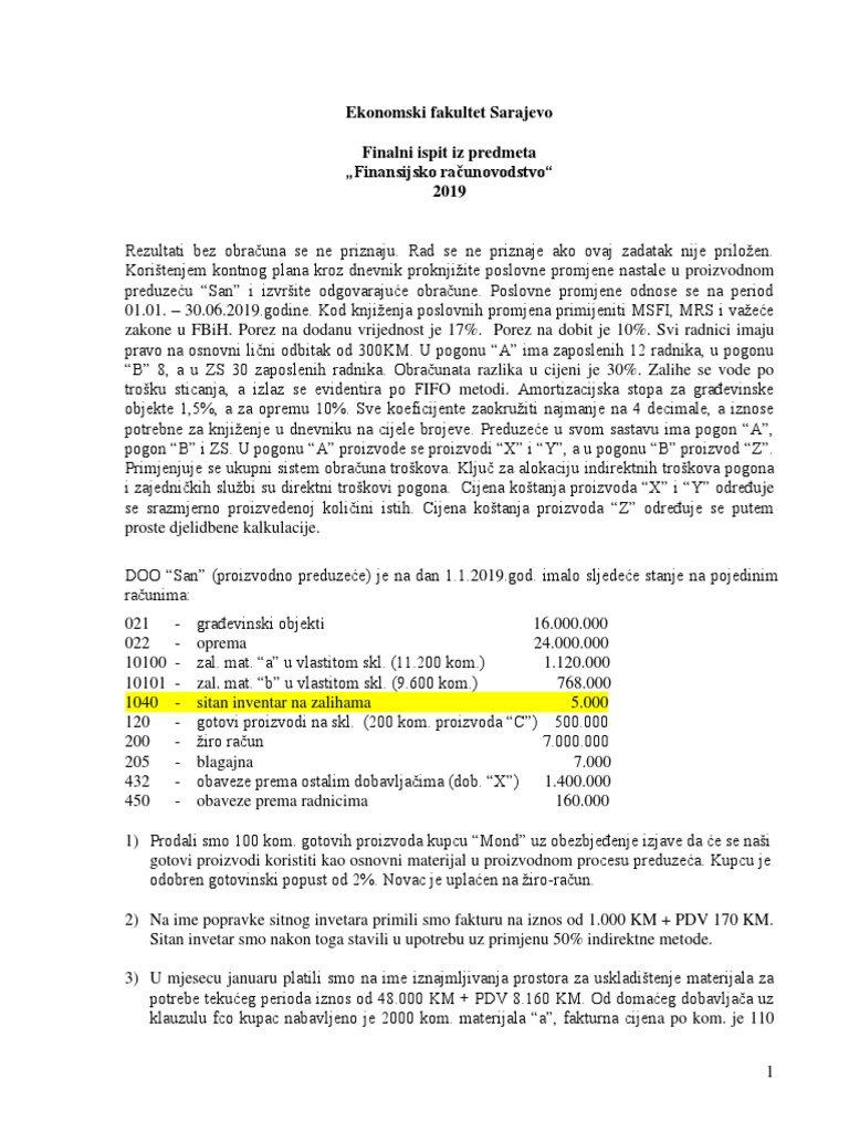 Vjezbe 13 računovodstvo | PDF