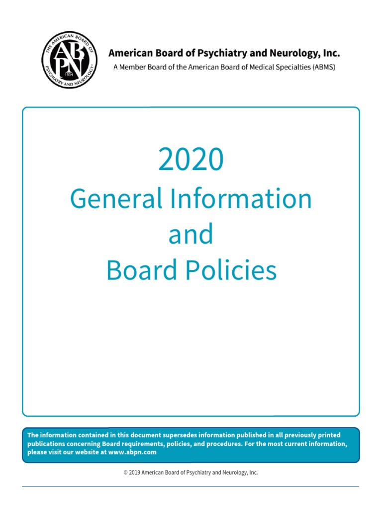 2020 ABPN General Information and Board Policies | PDF | Neurology ...