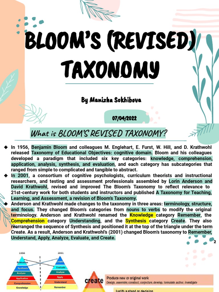 Understanding Bloom's Revised Taxonomy | PDF | Cognitive Science ...