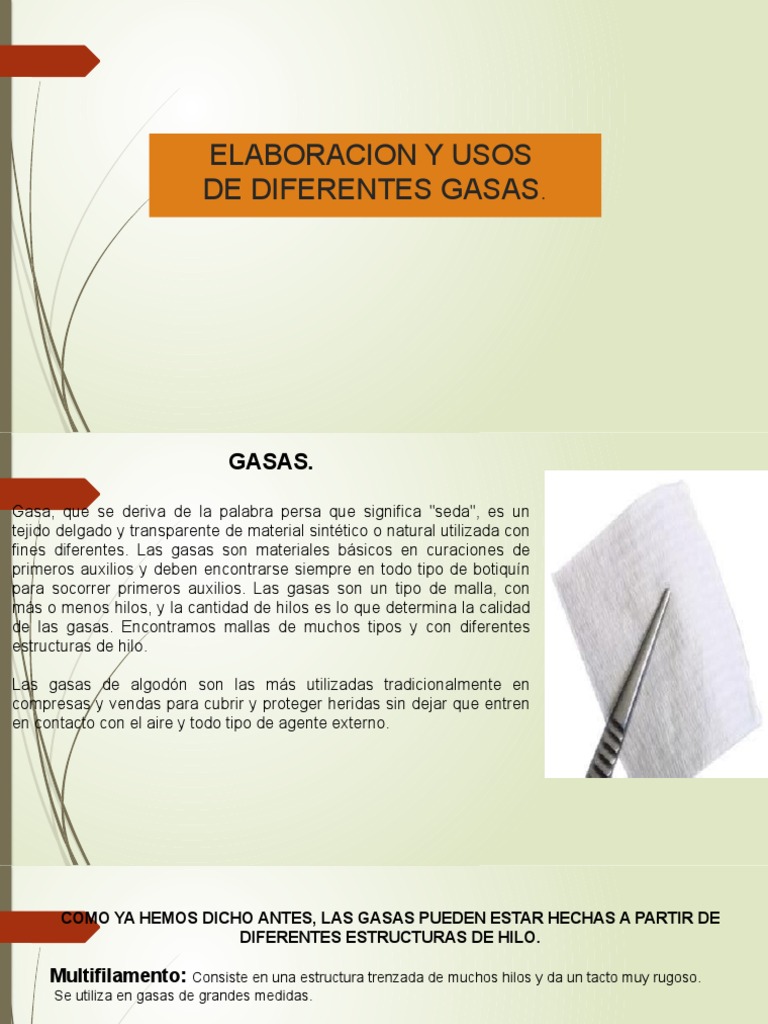 Tipos y Usos de Gasas Quirúrgicas | PDF | Herida | Medicina CLINICA