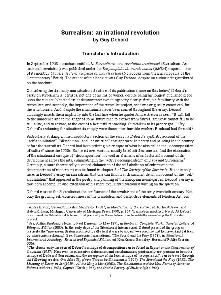 Guy Debord "Surrealism - An Irrational Revolution" | PDF | Surrealism ...