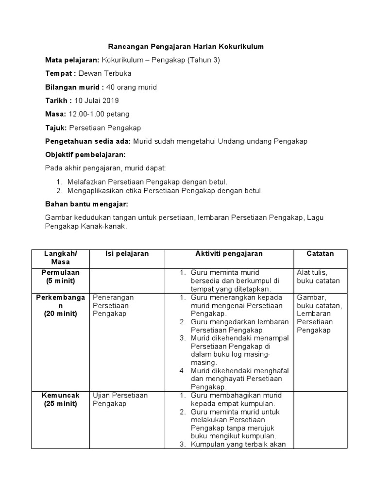10 Julai - RPH PENGAKAP KOKU SK KLIA | PDF