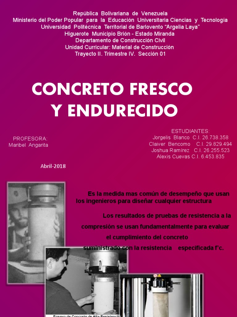 Presentacion Concreto Fresco y Endurecido | PDF | Hormigón