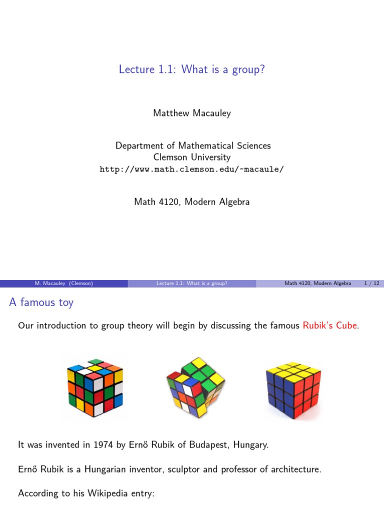 Math4120 Lecture-1-01 H | PDF | Mathematics | Group (Mathematics)
