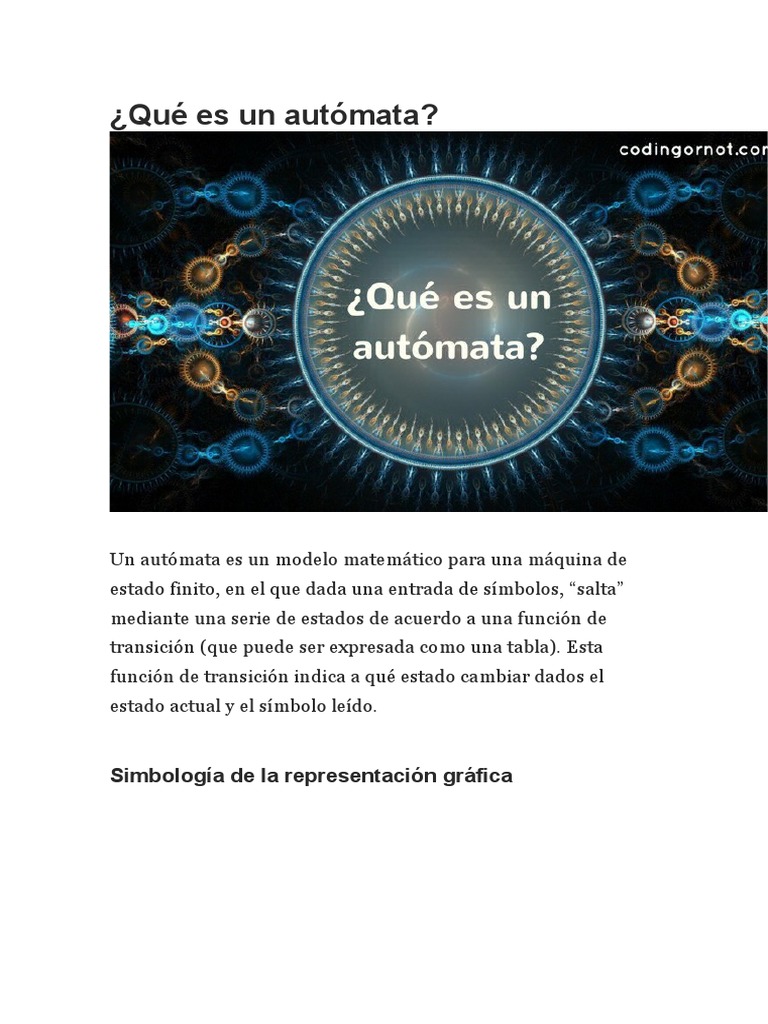 Qué Es Un Autómata | PDF | Teoría de autómatas | Lenguaje de programación