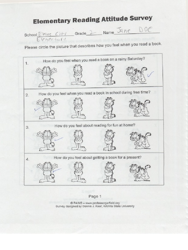 Garfield Reading Attitude Survey | PDF