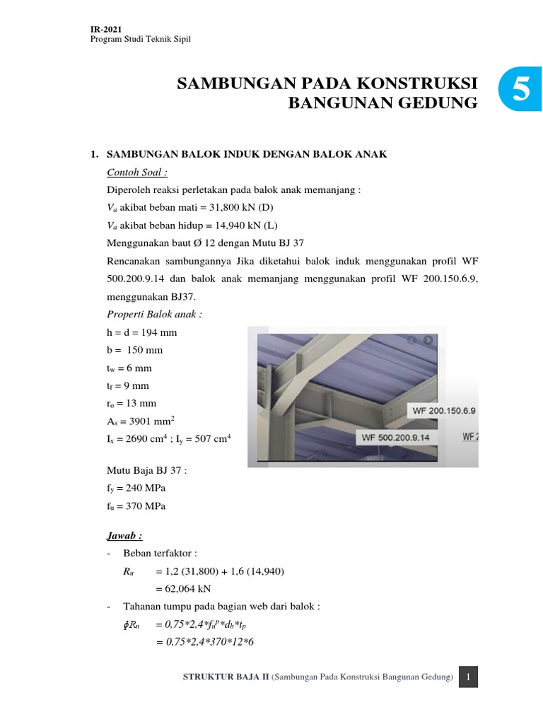 SAMBUNGAN BALOK INDUK DENGAN BALOK ANAK | PDF