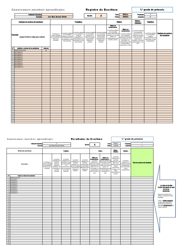Registro 1P Escritura | PDF | Sílaba | Escritura