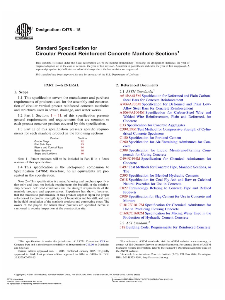 Astm C478-15 | PDF