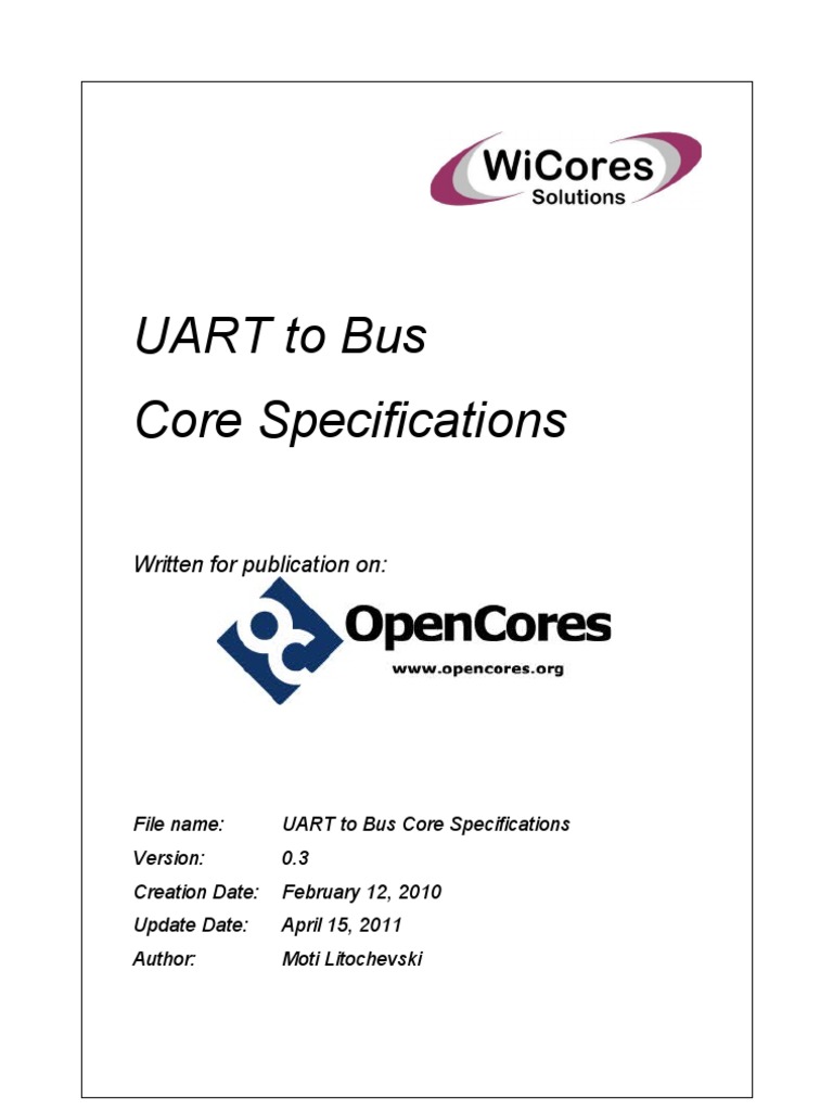 UART To Bus Core Specifications | PDF | Transmission Control Protocol ...