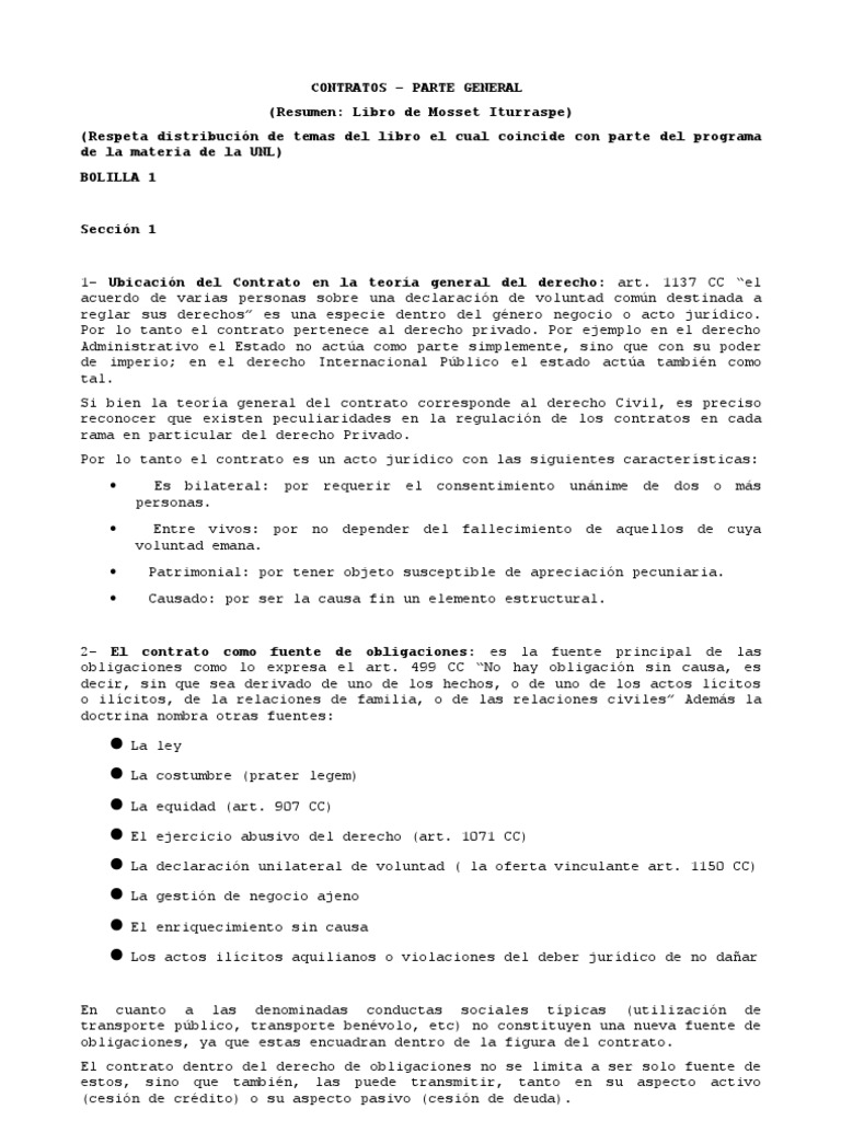 Contratos - Parte General (Resumen de Libro) | PDF | Instrumento ...