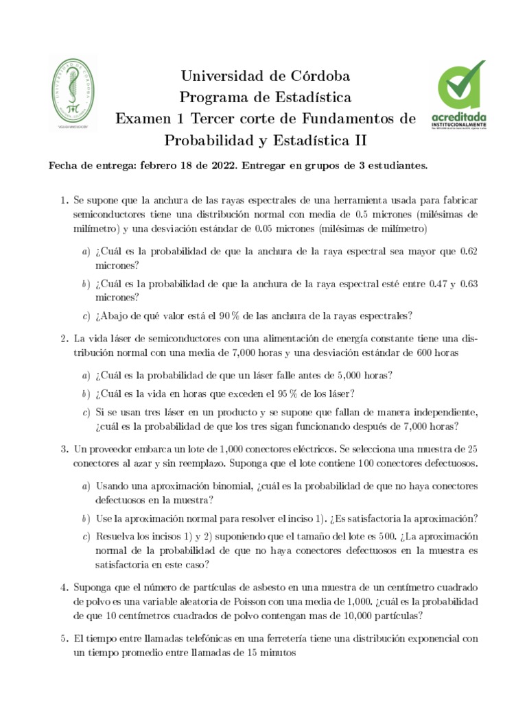Tarea Final de Fundamentos de Prob y Esta I 2021 2 G1 | PDF | Probabilidad | Desviación Estándar