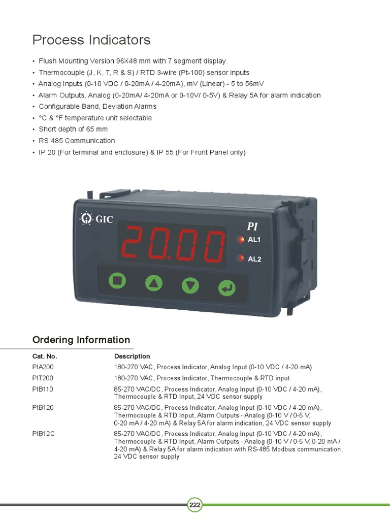 Process Indicators: Ordering Information | PDF | Electrical Engineering ...