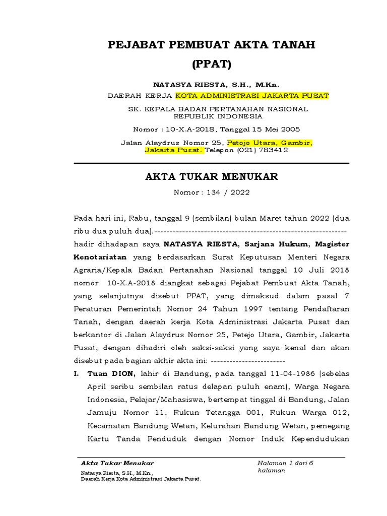 Akta Tukar Menukar | PDF