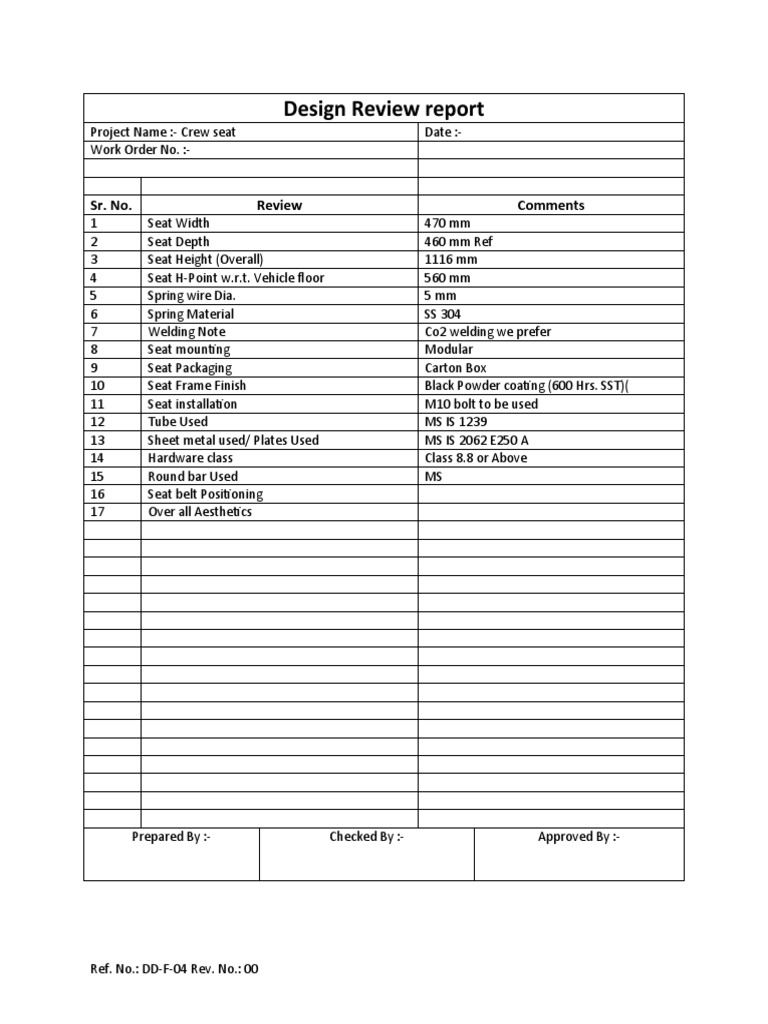 Design Review Report: Sr. No. Review Comments | PDF