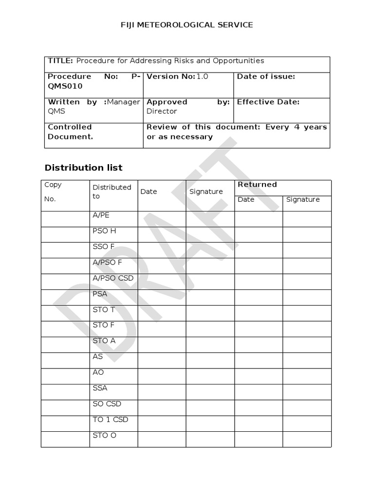 Distribution List: QMS Director | Download Free PDF | Risk | Quality ...