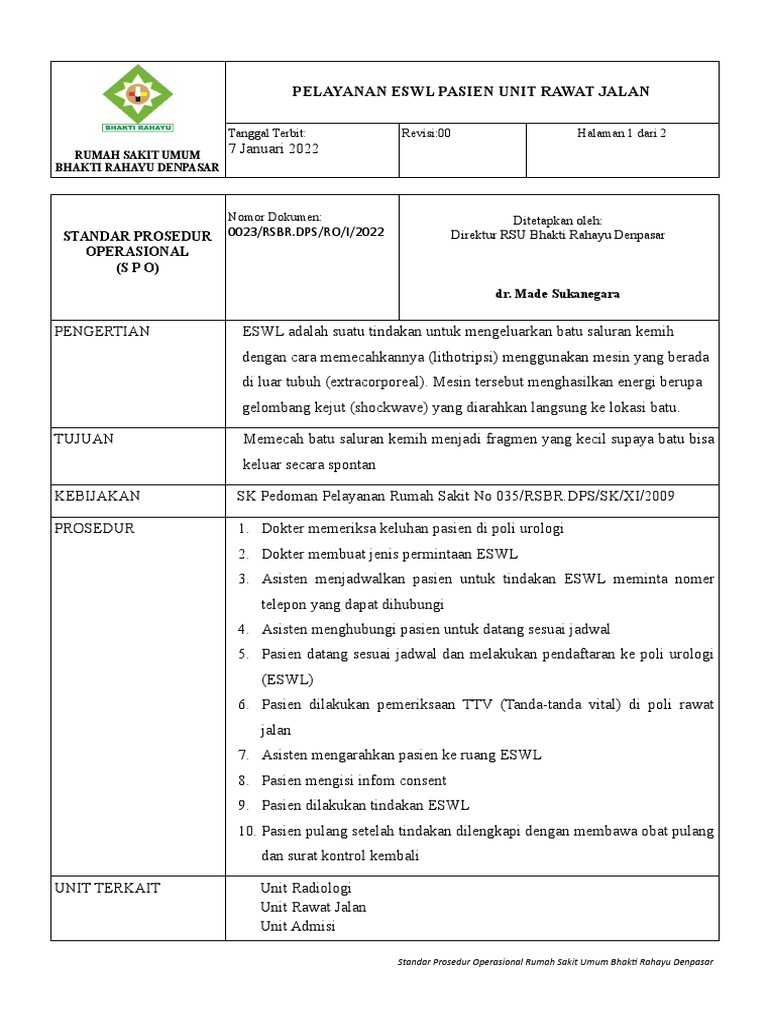 Spo Pasien Eswl Rawat Jalan | PDF