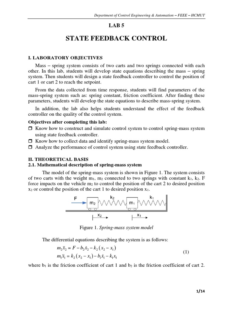 Lab 5 - State Feedback Control | PDF | Control Theory | Simulation