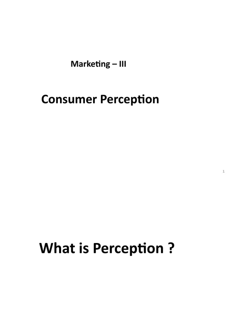 Consumer Perception: Marketing - III | PDF | Perception | Senses
