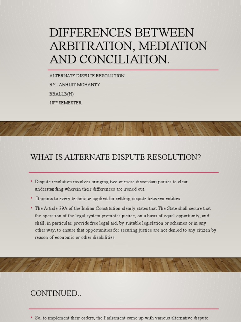 Differences Between Arbitration, Mediation and Conciliation | PDF | Mediation | Alternative ...