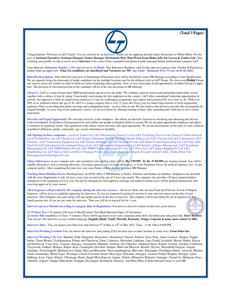 Interview Call Letter | PDF