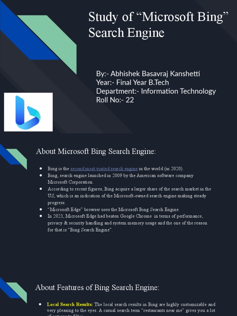 Study of "Microsoft Bing" Search Engine | PDF | Technology & Engineering
