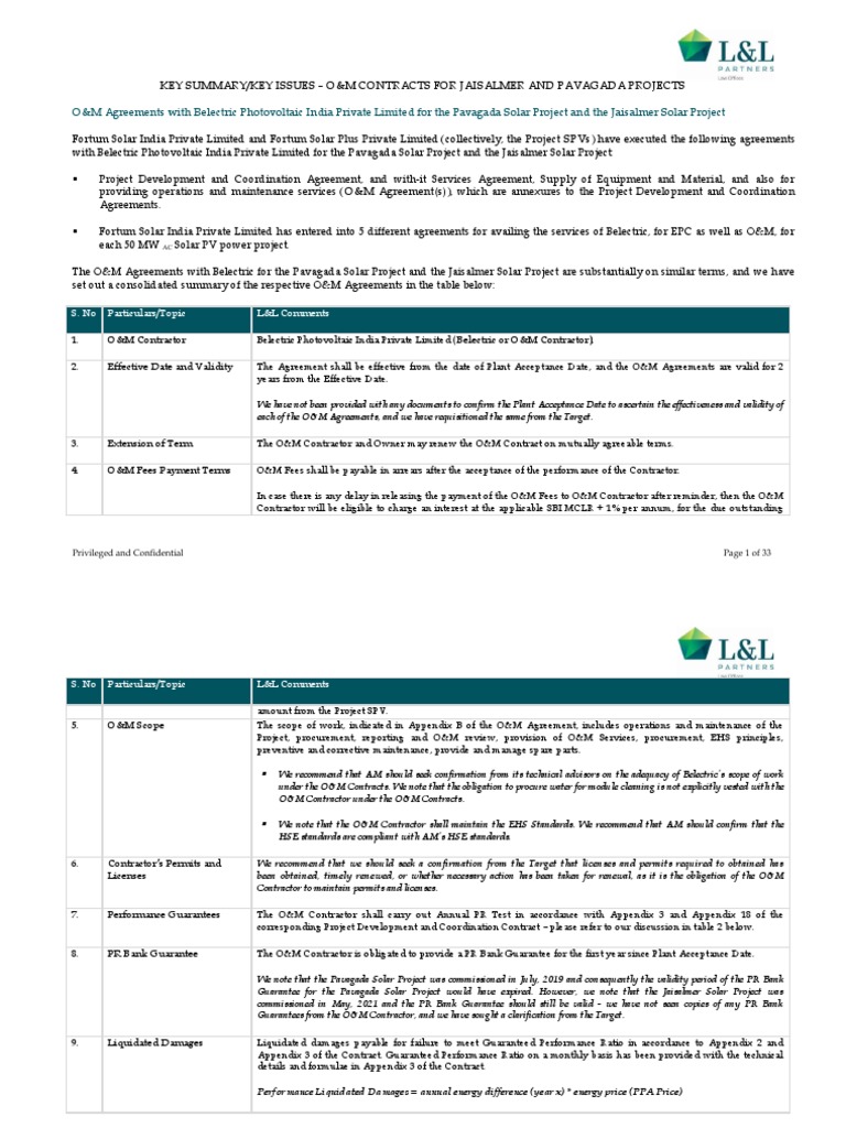 O&M Compiled Documents | PDF | Indemnity | Liability Insurance