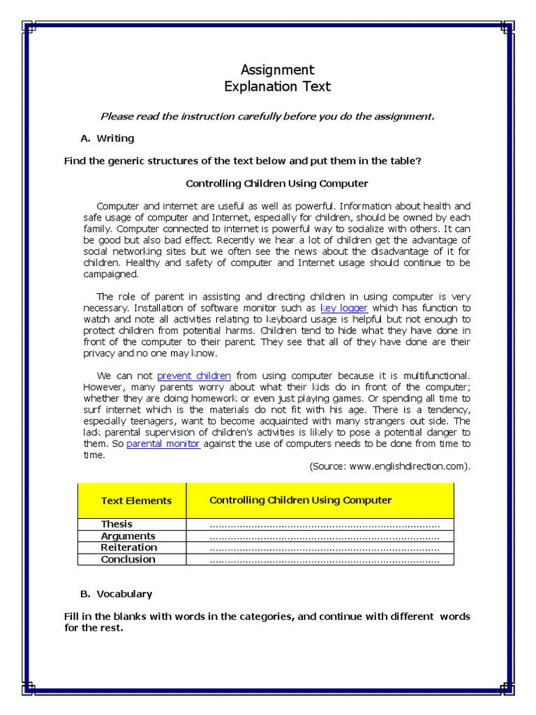Explanation Text Assignment | PDF | Internet | Adverb