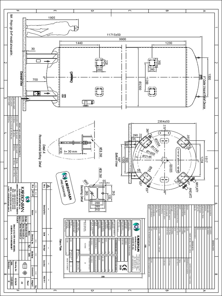 30 m3 LCo2 Storage Tank GA Drawing | PDF | Civil Engineering | Chemical ...