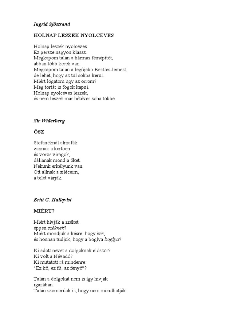 Svéd Gyerekversek | PDF