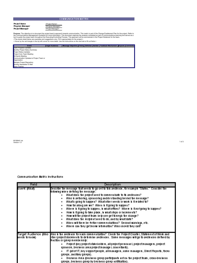 Communication Matrix Template | PDF | Target Audience | Communication