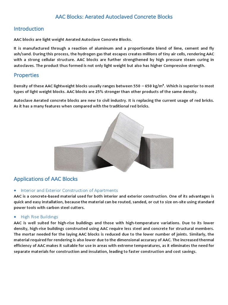 Advantages of AAC Blocks in Construction | PDF | Concrete | Materials